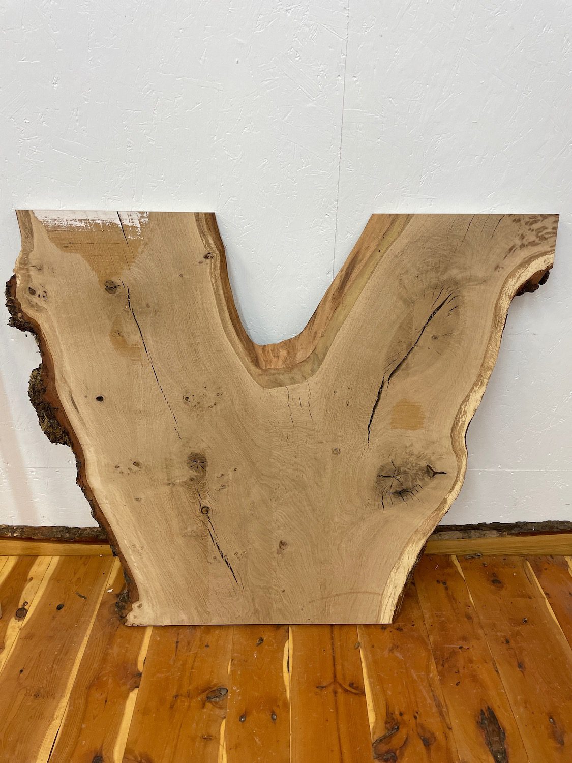 OAK CROTCH Natural Waney Edge Slab Milled Finish Hardwood Board 1468B-9B