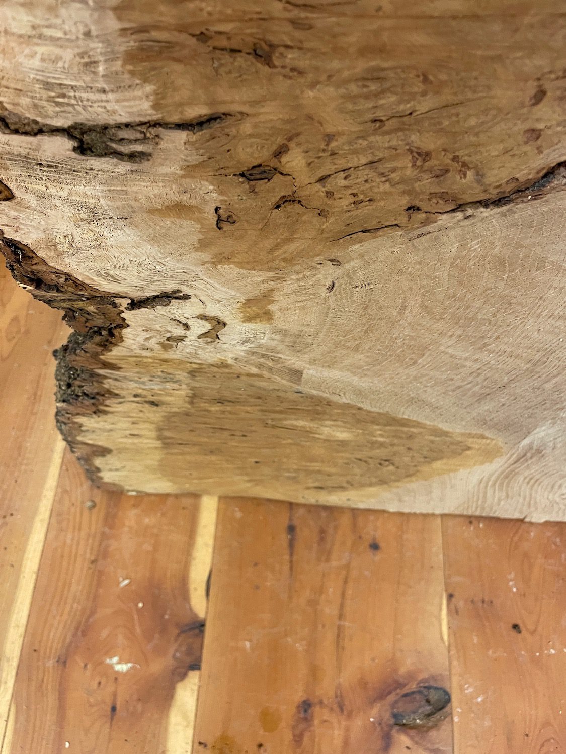 BURRY OAK Natural Waney Edge Slab Milled Finish Hardwood Board 1547A-3B ...