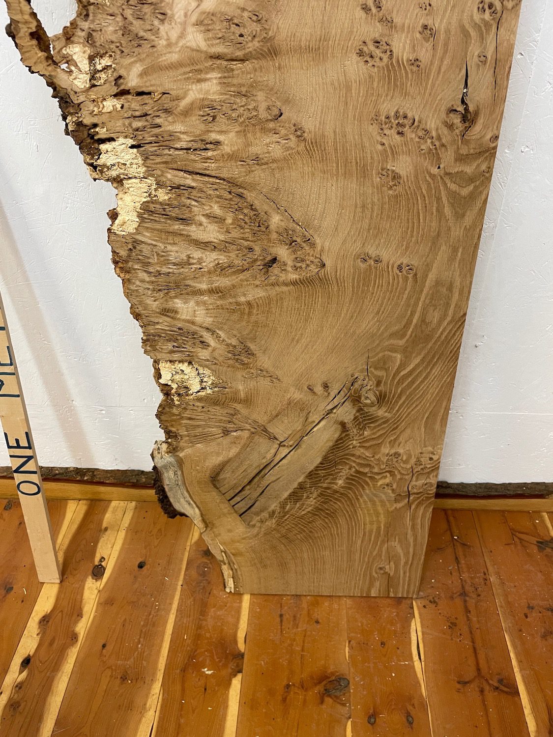 BURRY OAK Single Waney Natural Edge Slab Planed Finish