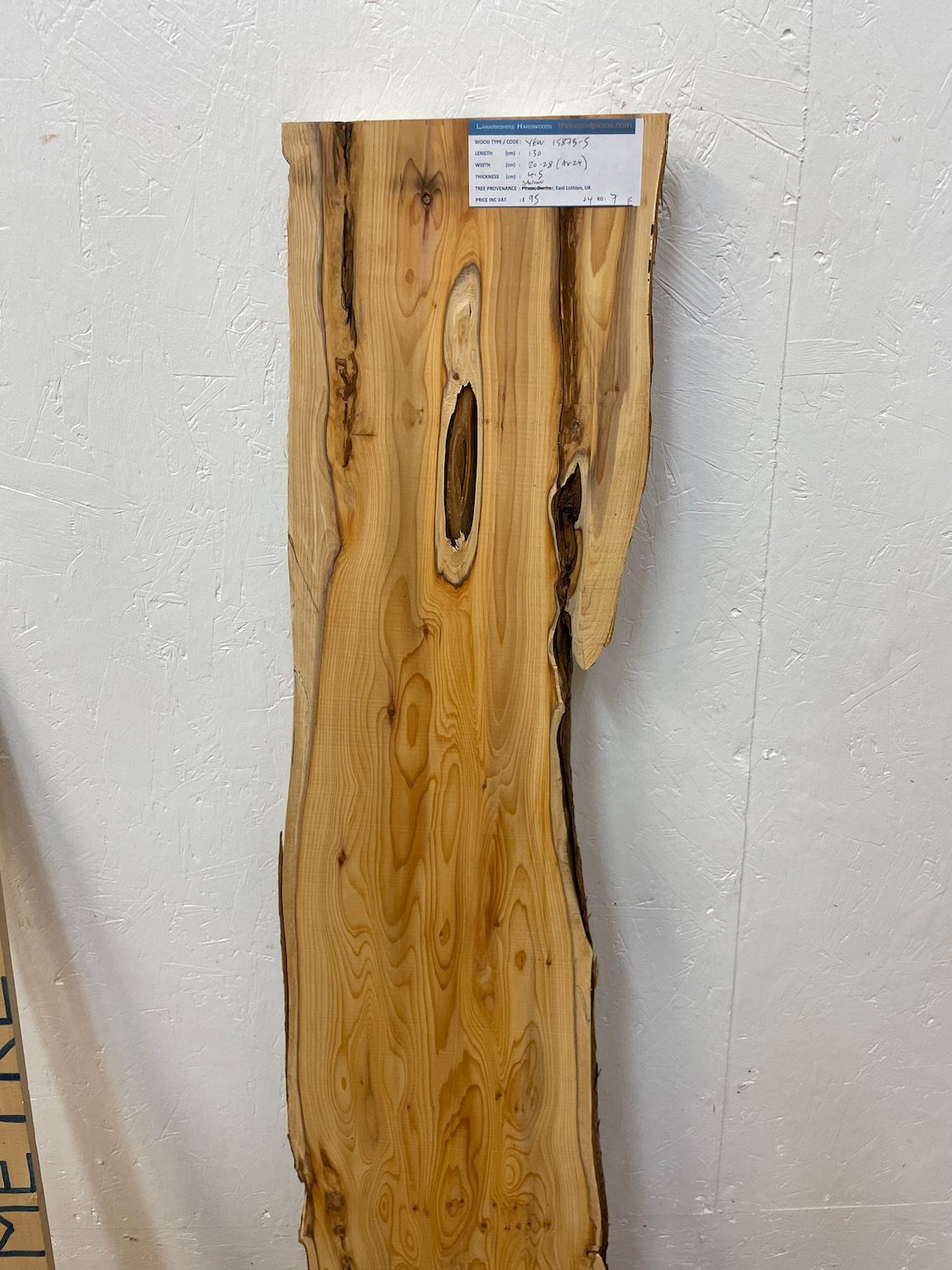 YEW Natural Waney Edge Slab Planed Finish Hardwood Board