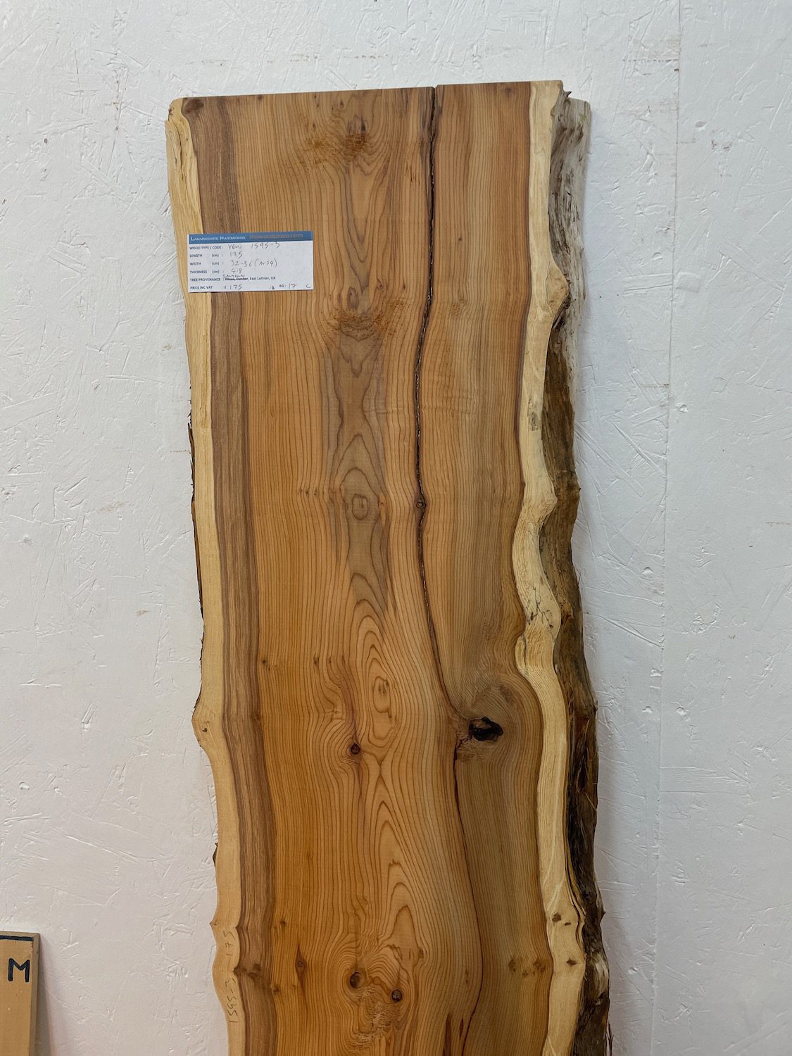 YEW Natural Waney Edge Slab Planed Finish Hardwood Board