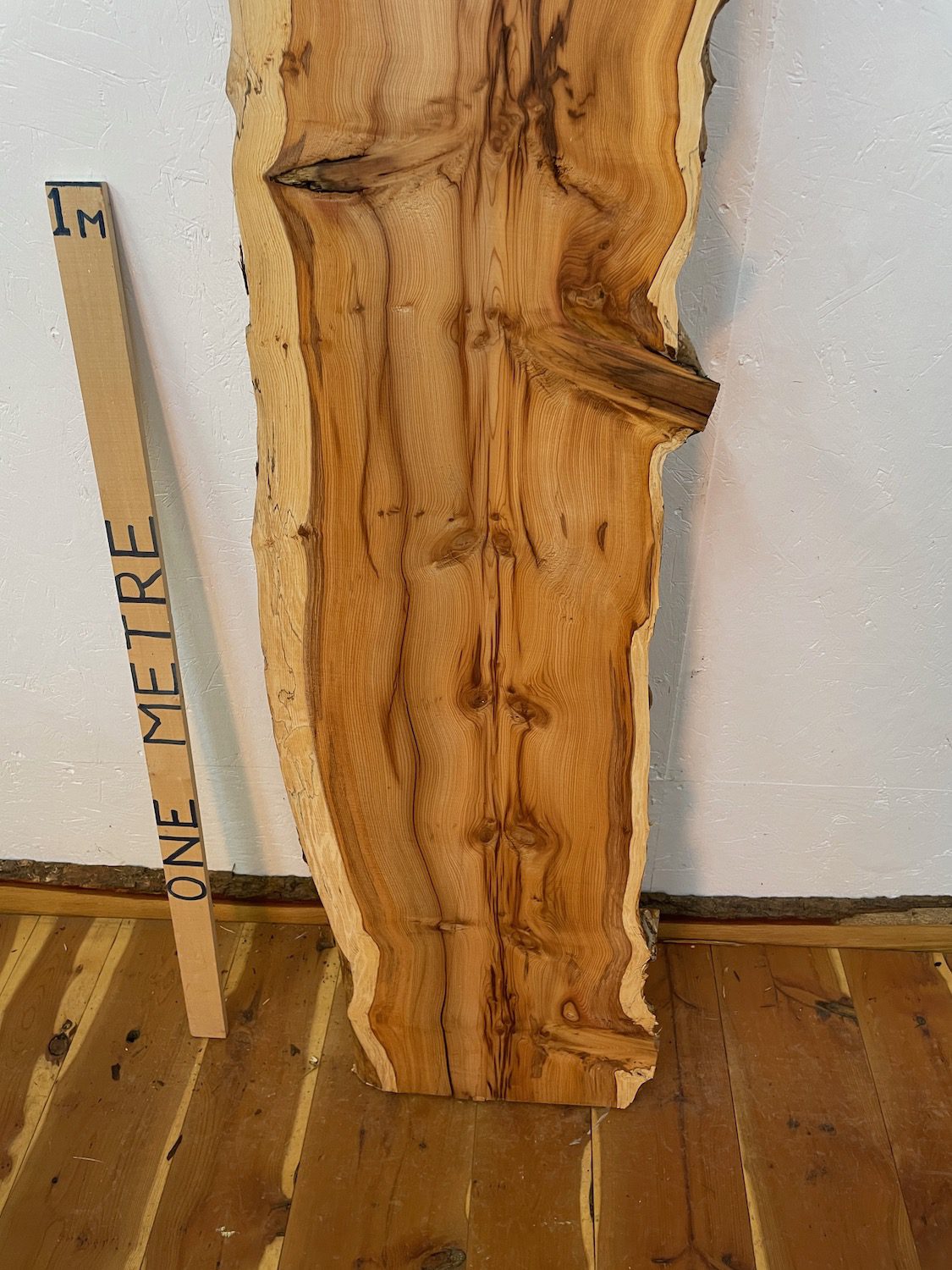 YEW Natural Waney Edge Slab Planed Finish Hardwood Board