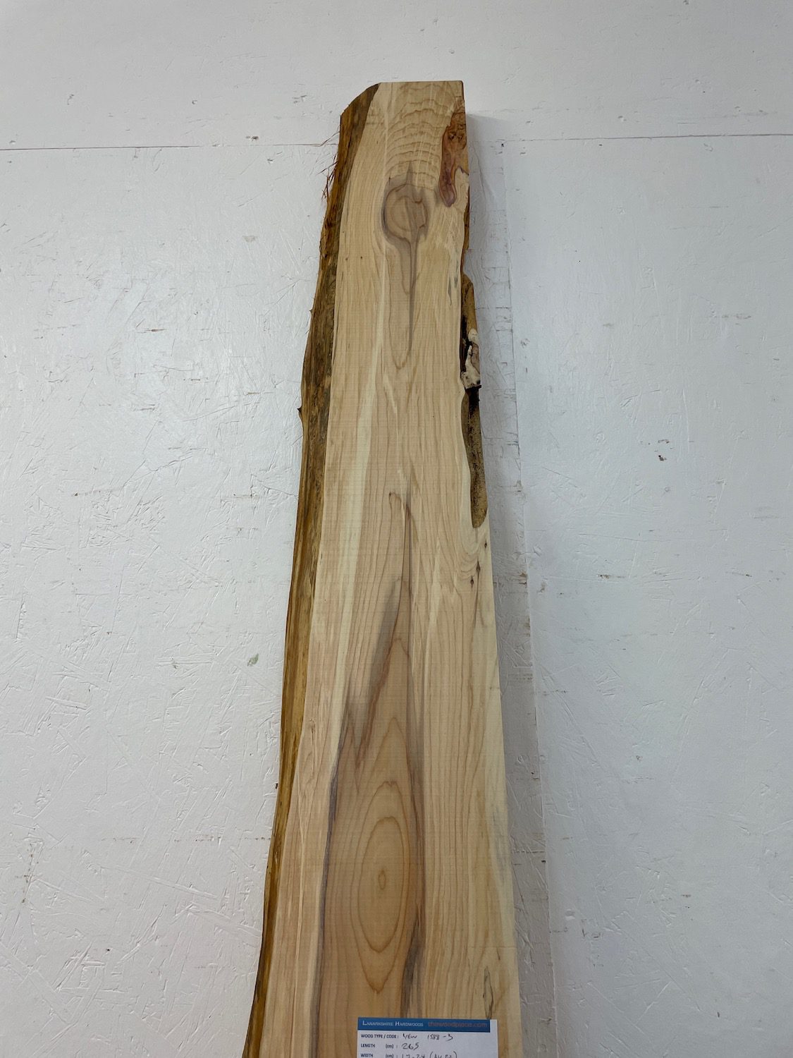 YEW Single Waney Edge Slab Planed Finish Hardwood Board