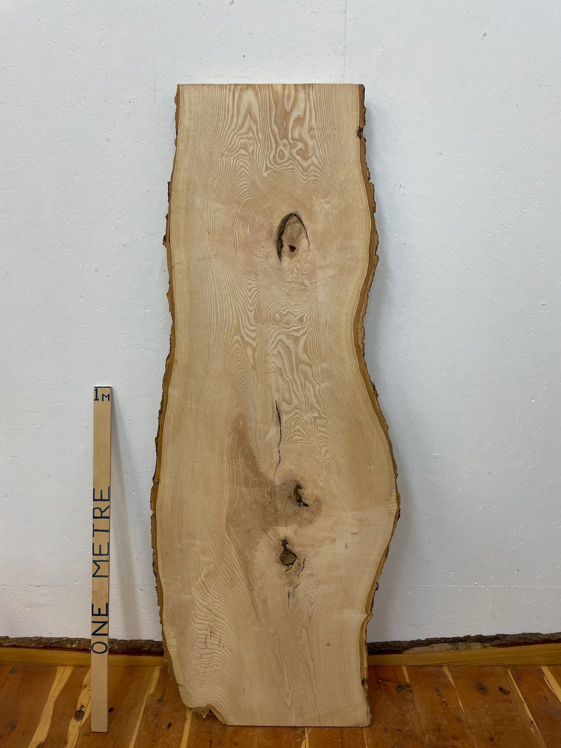 ASH Natural Waney Edge Slab Milled Finish Hardwood Board