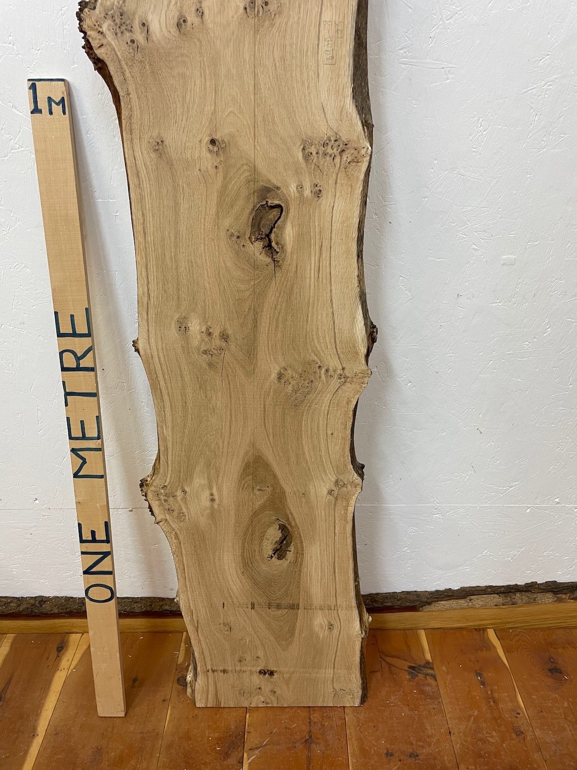 PIPPY OAK Natural Waney Edge Slab Planed Finish Hardwood